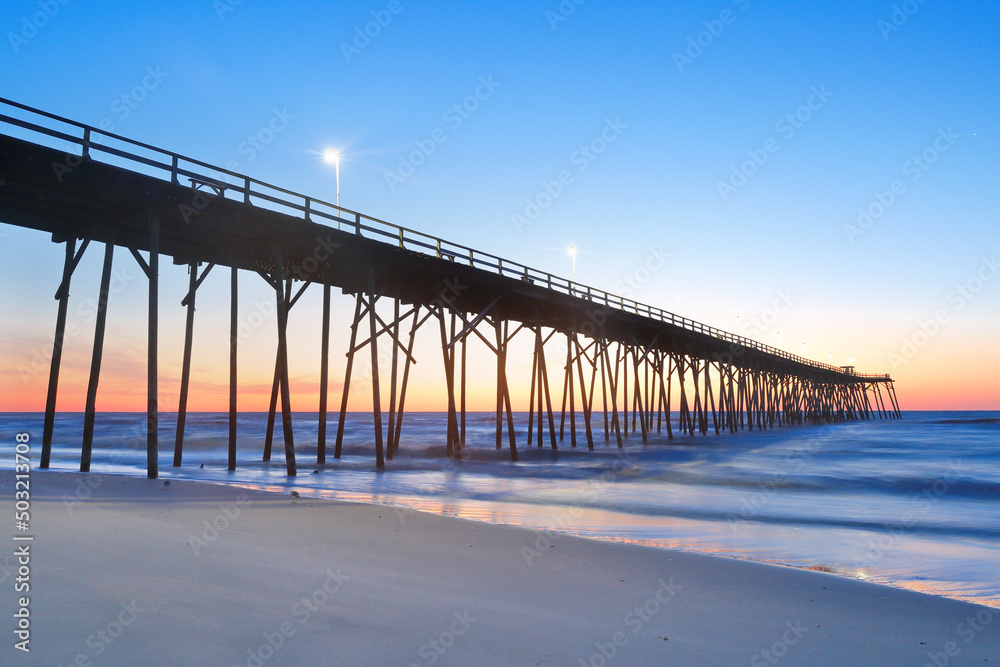Kure Beach Fishing Pier before sun rise, Kure Beach, North Carolina ...