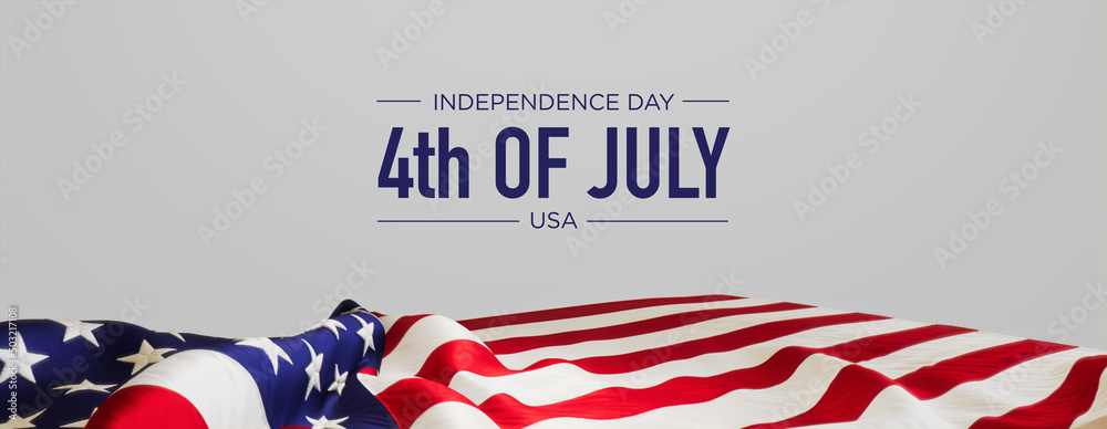 Independence Day Banner with US Flag and White Background. Stock ...