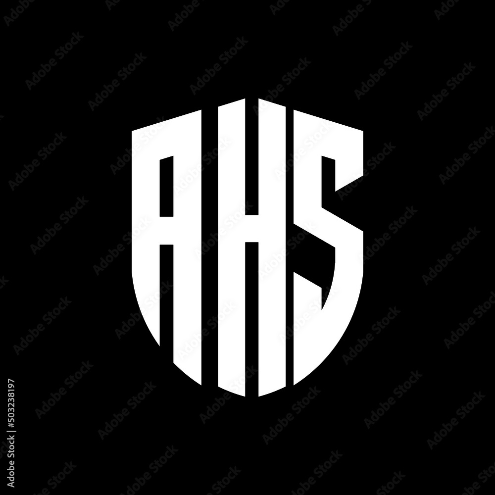 AHS letter logo design. AHS modern letter logo with black background ...