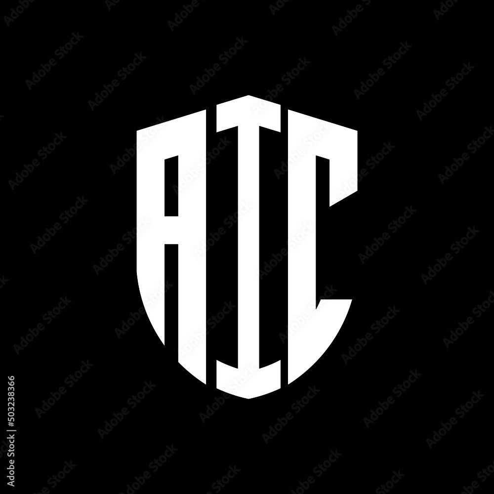 AIC letter logo design. AIC modern letter logo with black background ...
