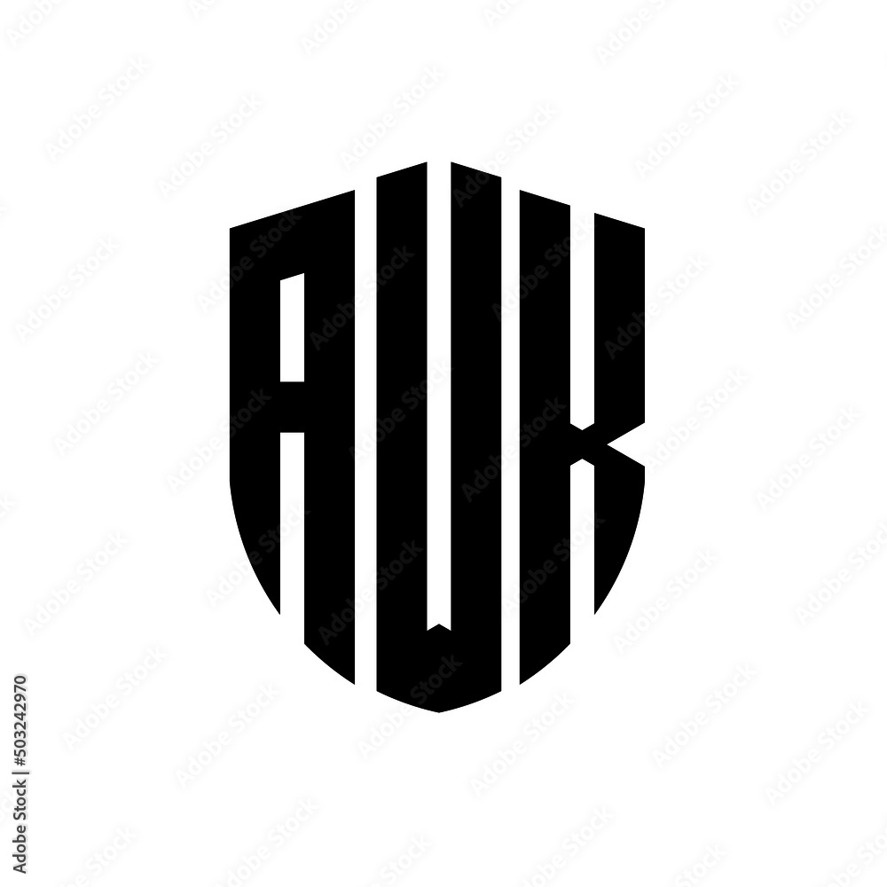AWK letter logo design. AWK modern letter logo with black background ...