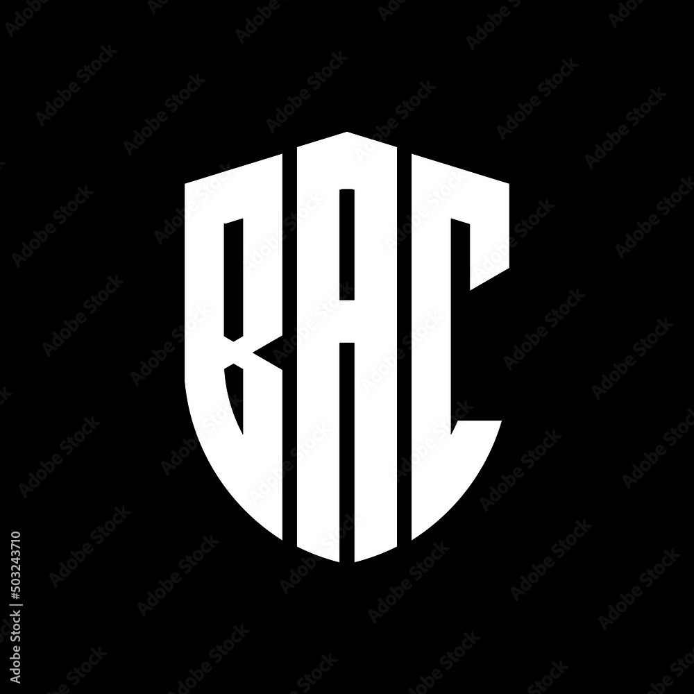 BAC letter logo design. BAC modern letter logo with black background ...