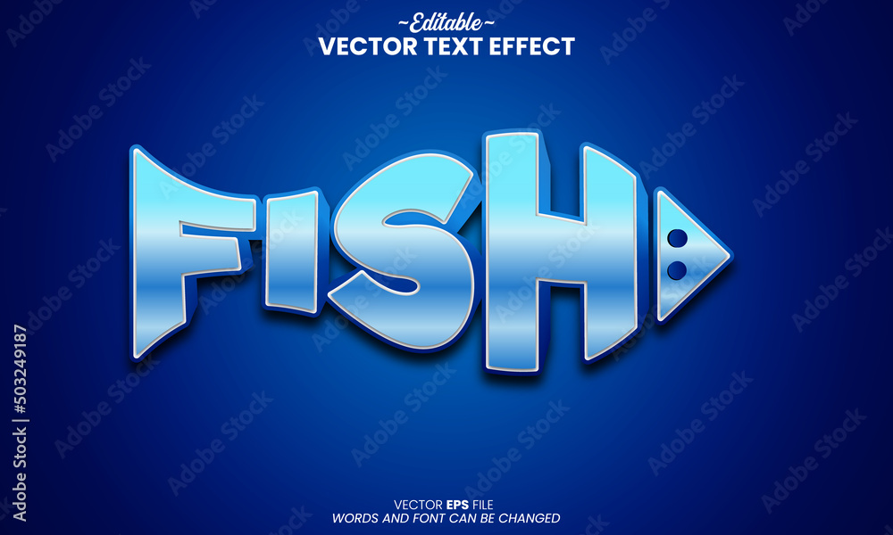 Fish 3d text in fish shape effects Stock Vector | Adobe Stock