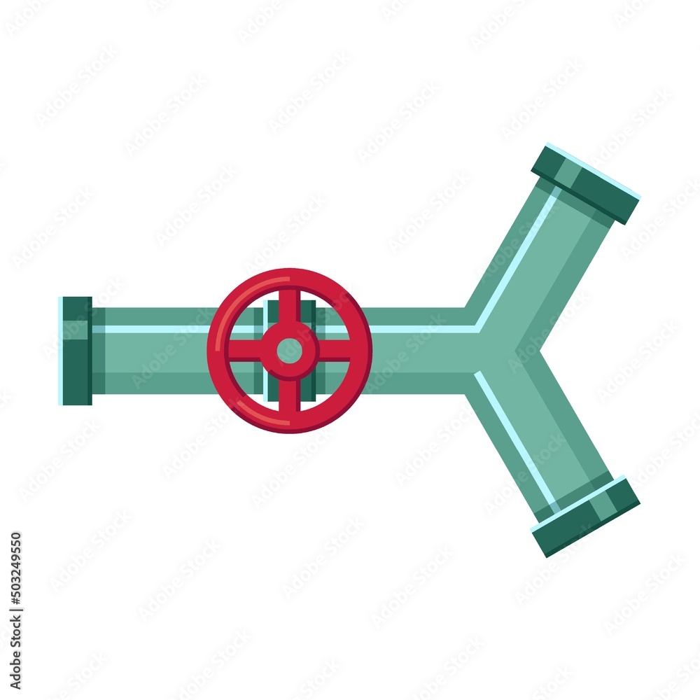 Broken metal tee splitter pipe. Vector illustration of industrial ...