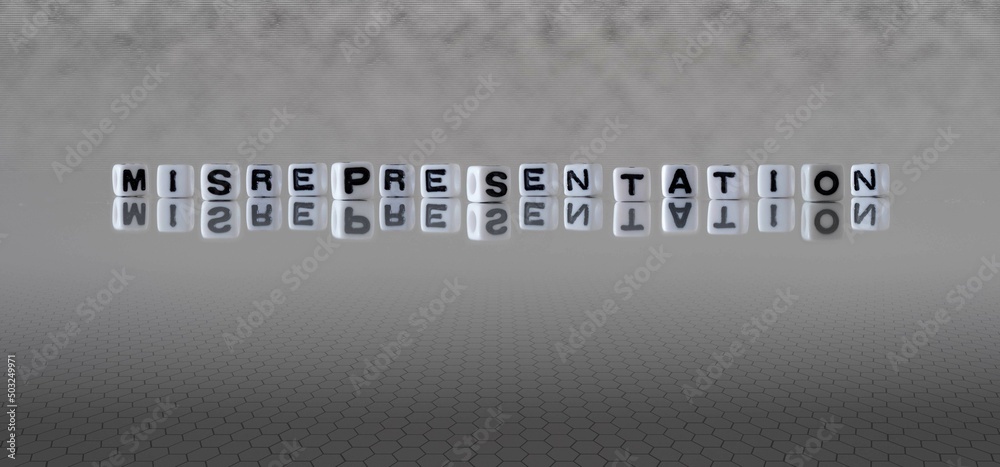 misrepresentation word or concept represented by black and white letter ...