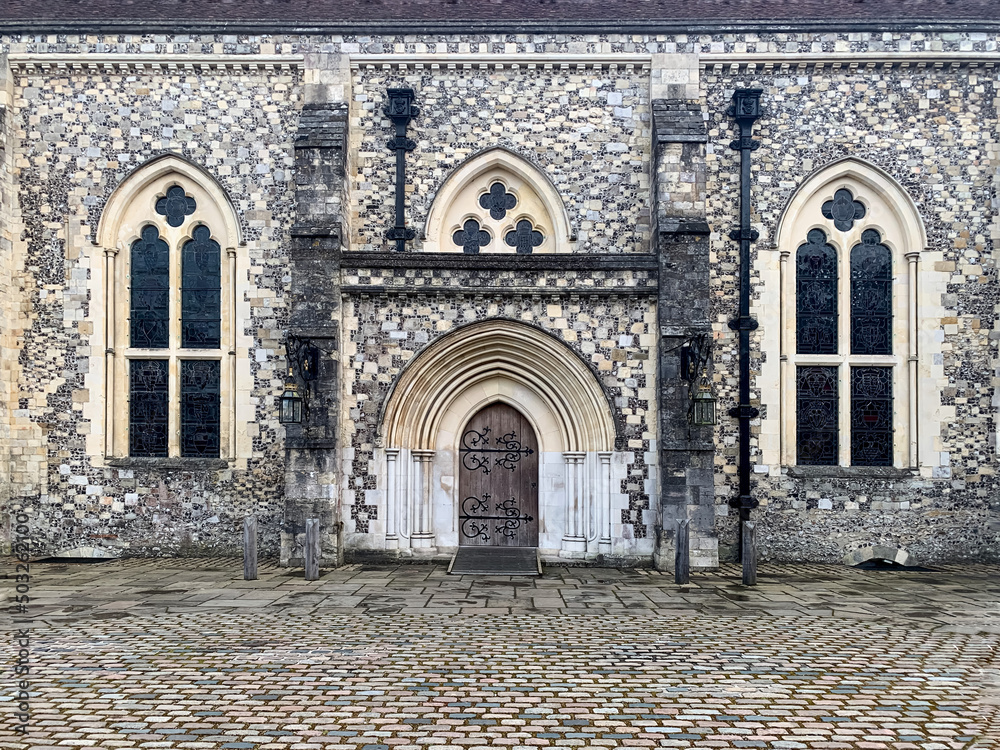 Poster The Great Hall old medieval facade gothic building door entrance ...