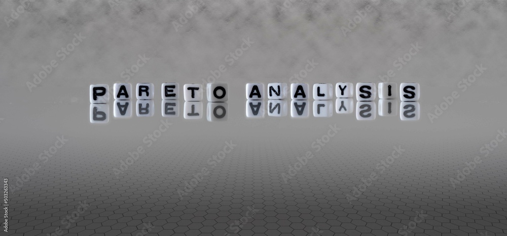 pareto analysis word or concept represented by black and white letter ...