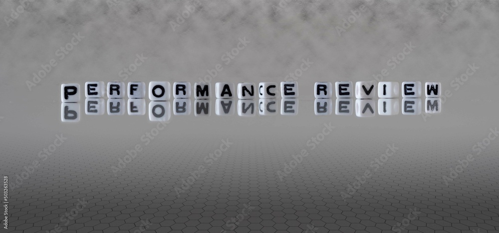 Foto de performance review word or concept represented by black and ...