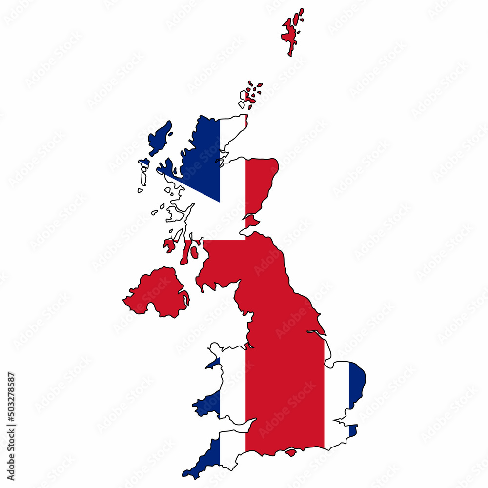 flag map of United kingdom vector illustration isolated on white ...