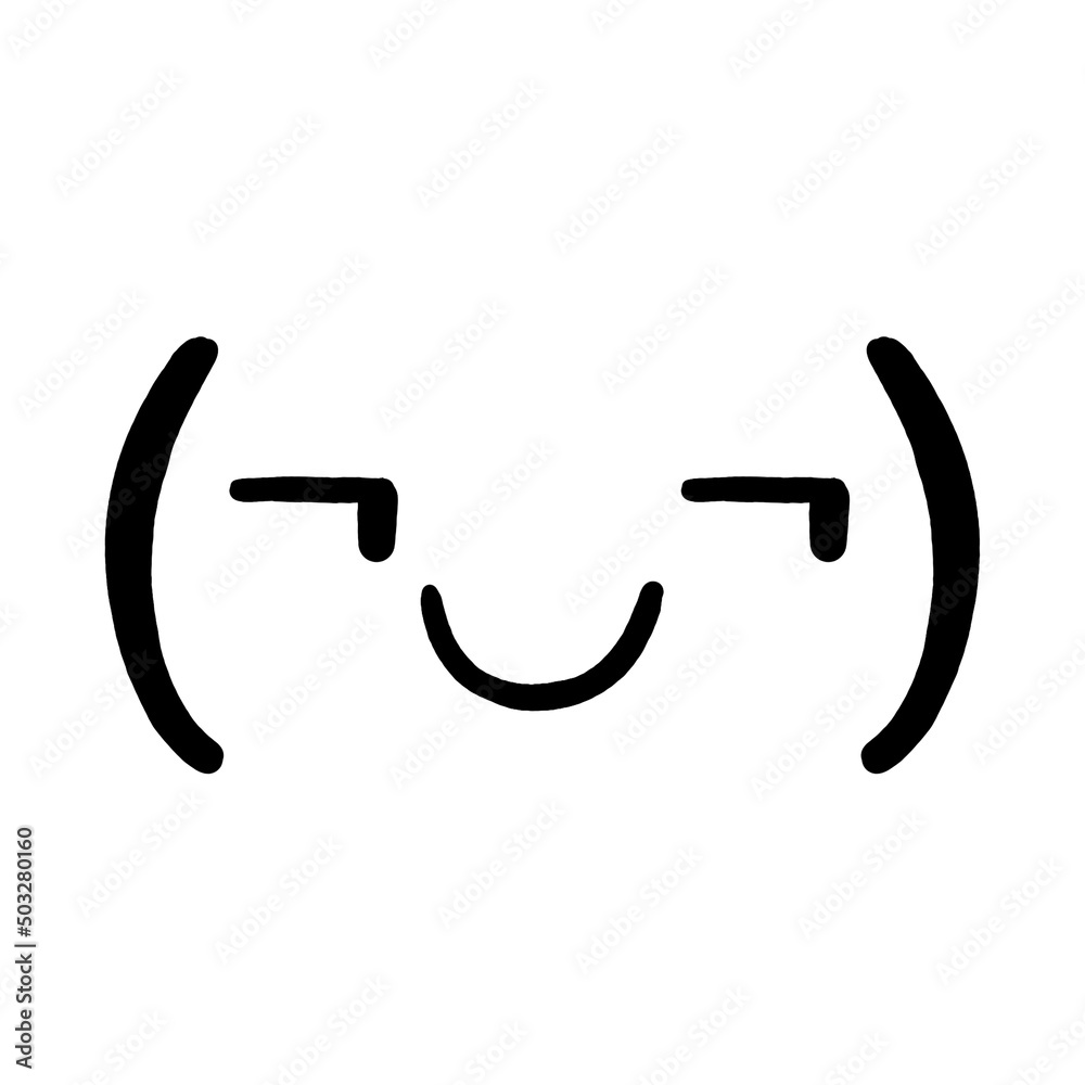 Drawn by hand kaomoji / text japanese emoji. Hehe / laugh Stock ...