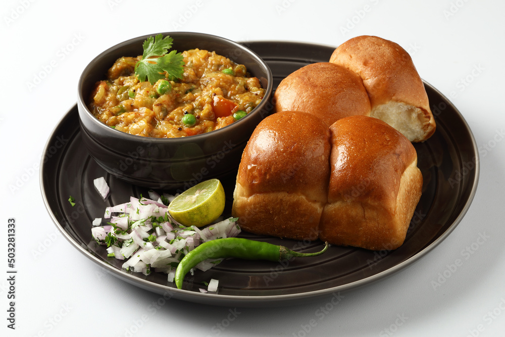 Pav Bhaji is a fast food dish from India, Thick and spicy vegetable ...