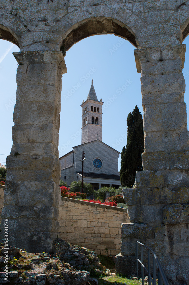 Church of Saint Anthony of Padua with bell tower, view between the ...