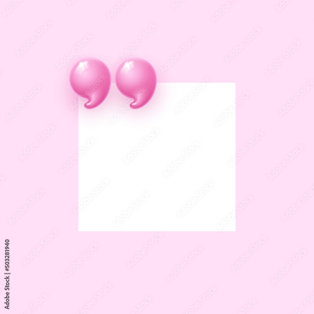 3d quote realistic render design in cute cartoon style volumetric icons ...