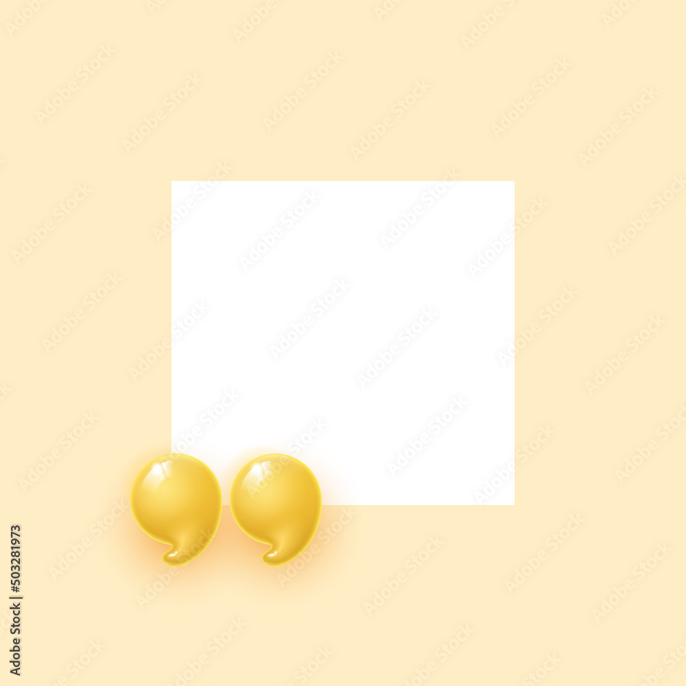 3d quote realistic render design in cute cartoon style volumetric icons ...