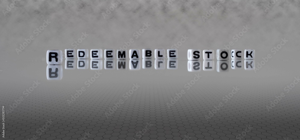 redeemable stock word or concept represented by black and white letter ...
