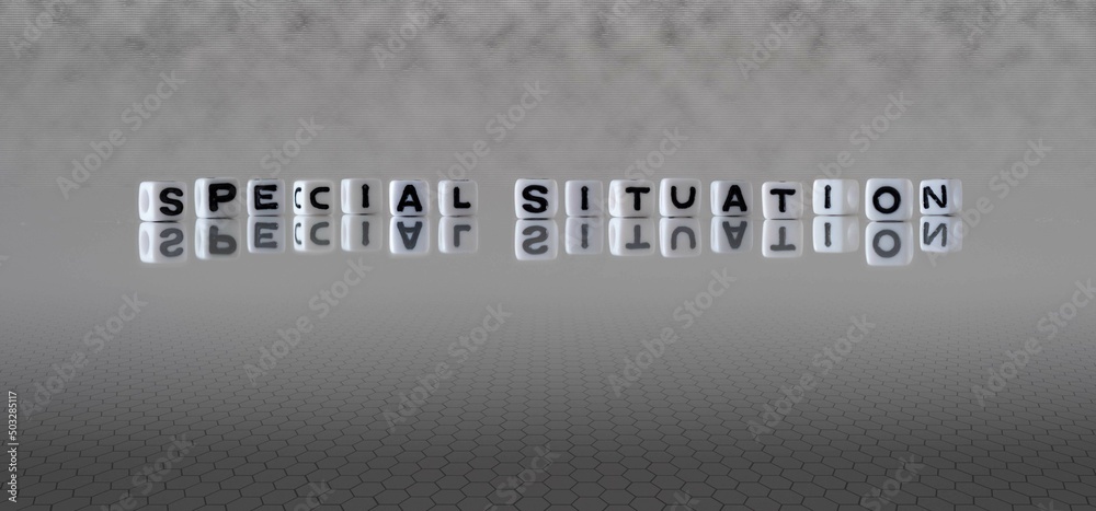 special situation word or concept represented by black and white letter ...