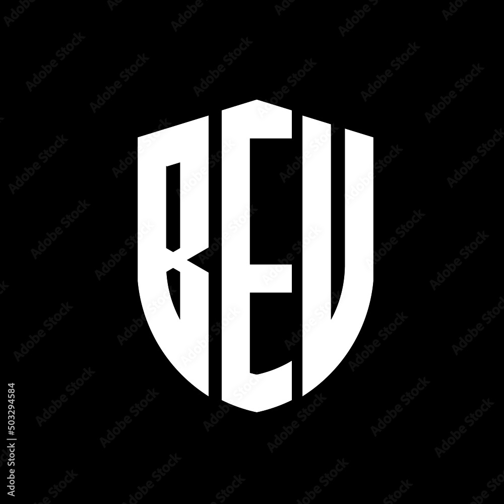 BEV letter logo design. BEV modern letter logo with black background ...