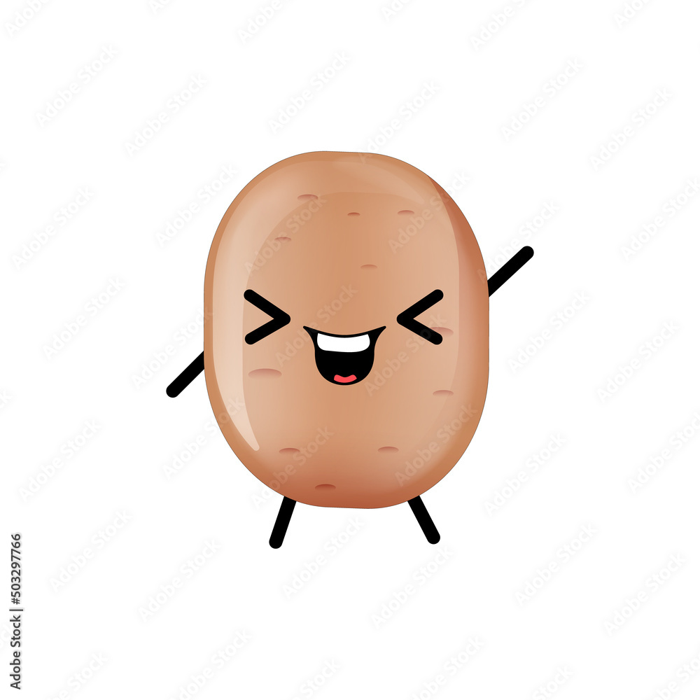 vector funny cartoon cute tiny brown smiling potato character isolated ...
