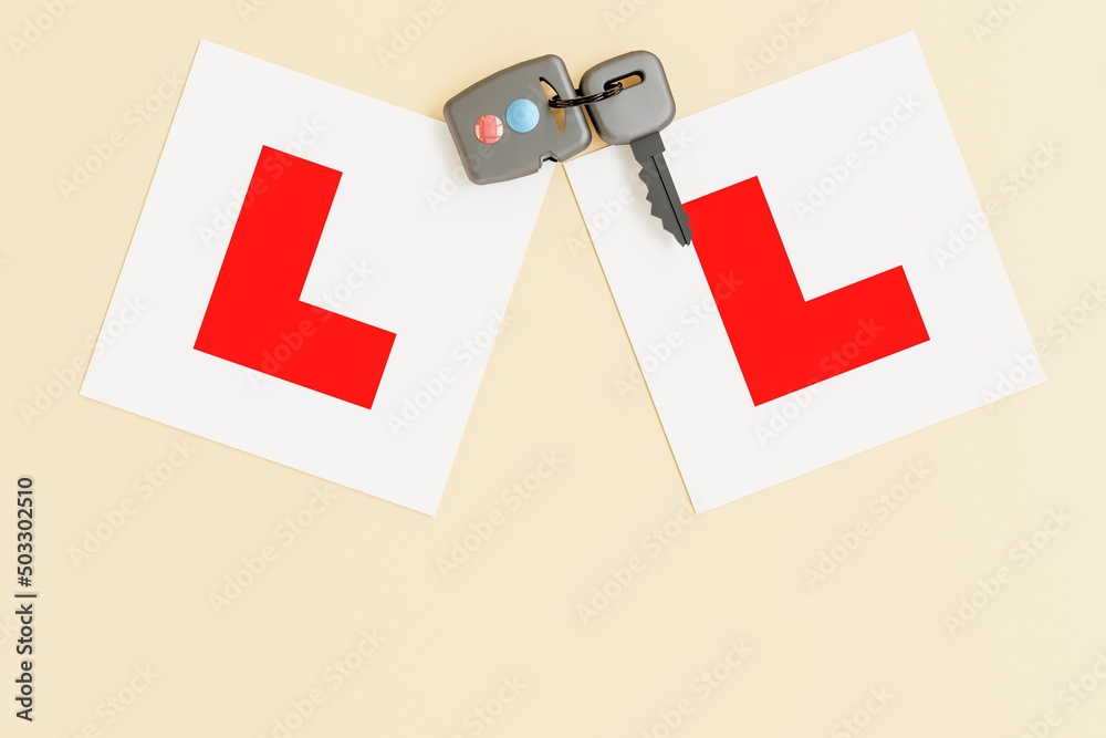 Learner Drivers L Plates, Learning to Drive in the United Kingdom Stock ...