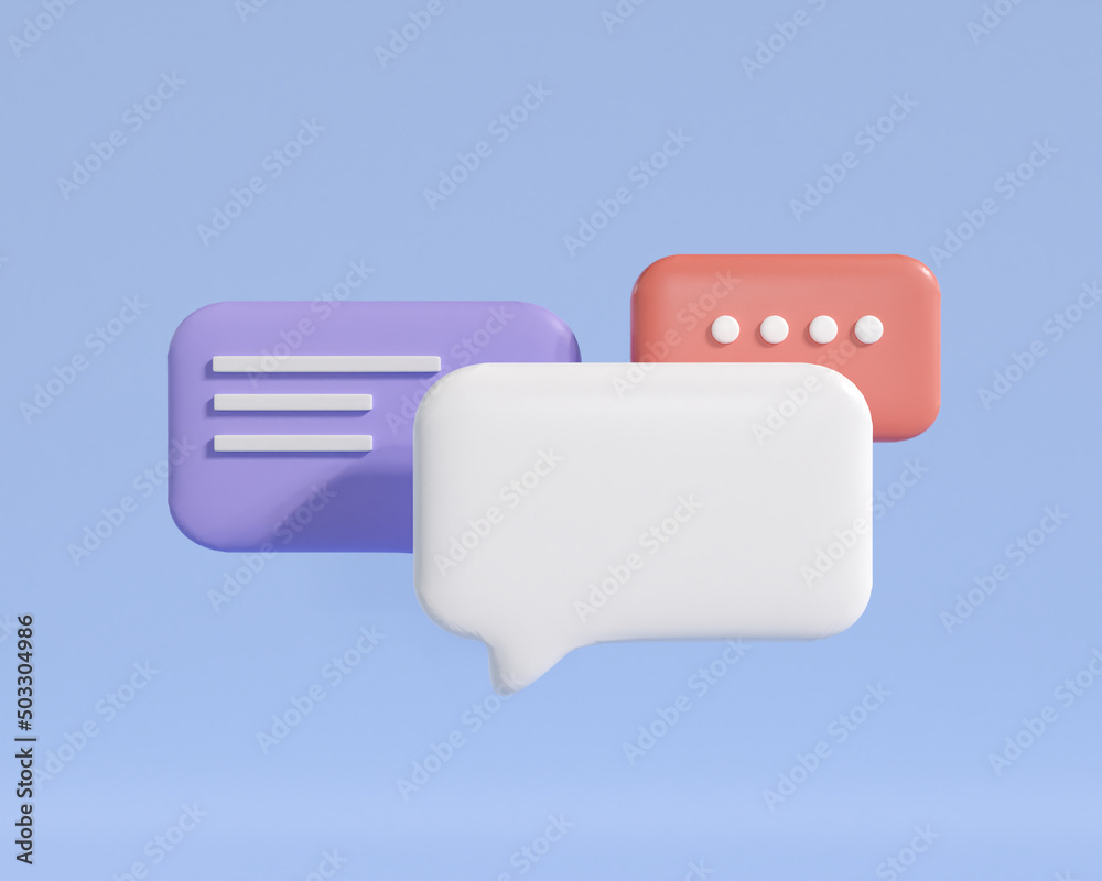 3d blank Chat message speech icon. social media online message box ...