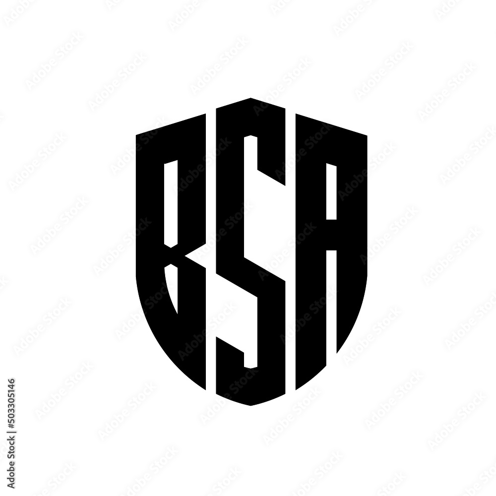 BSA letter logo design. BSA modern letter logo with black background ...