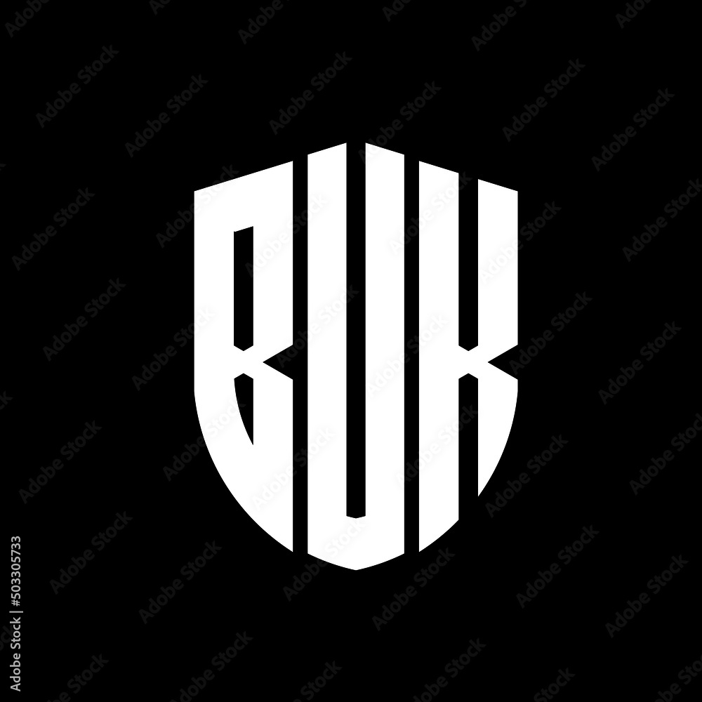 BUK letter logo design. BUK modern letter logo with black background ...