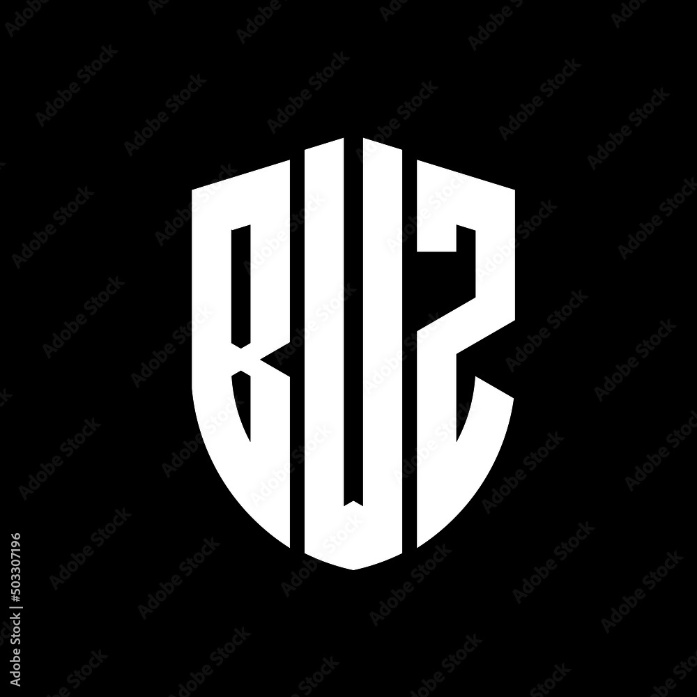 BWZ letter logo design. BWZ modern letter logo with black background ...