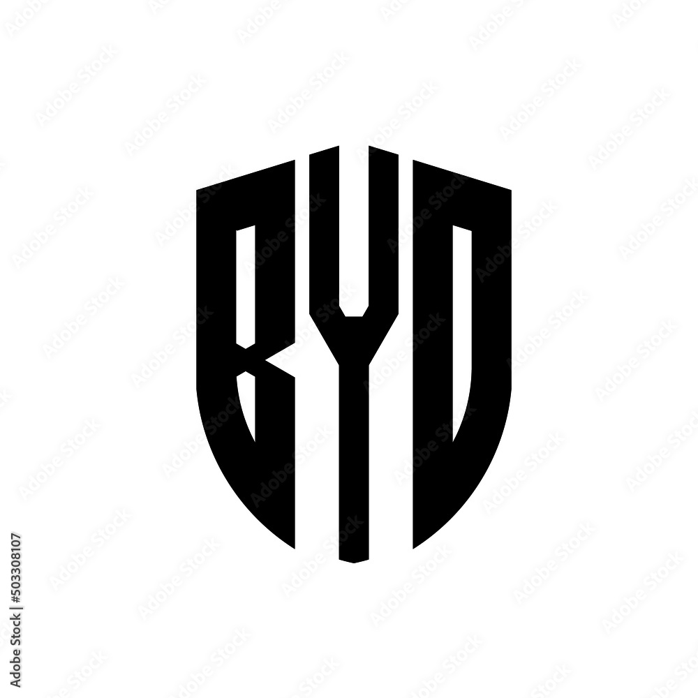 BYD letter logo design. BYD modern letter logo with black background ...