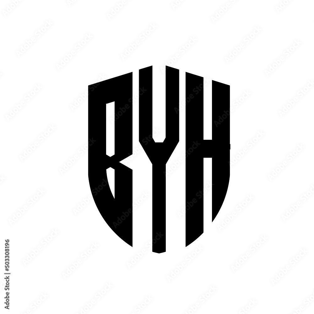 BYH letter logo design. BYH modern letter logo with black background ...