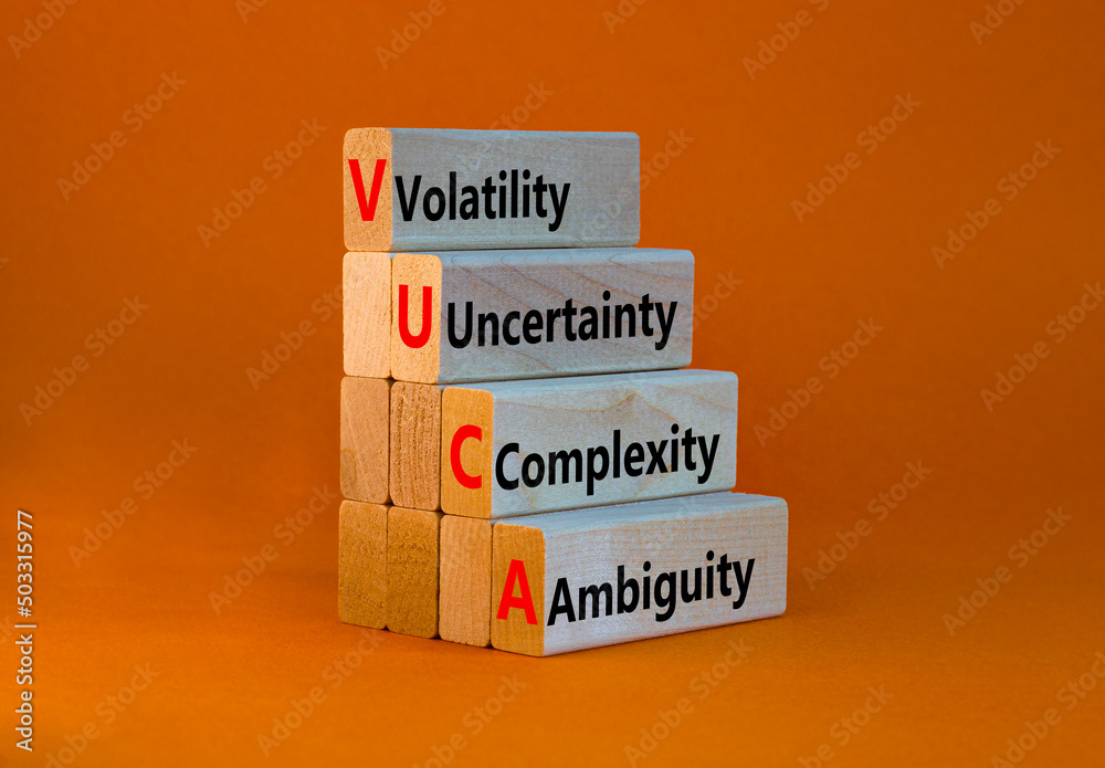 VUCA volatility uncertainty complexity ambiguity symbol. Concept words ...
