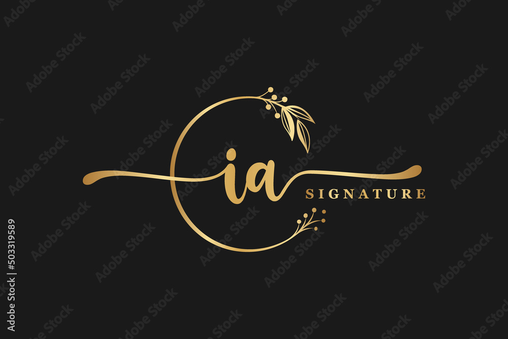 luxury signature initial ia logo design. Handwriting vector logo design ...