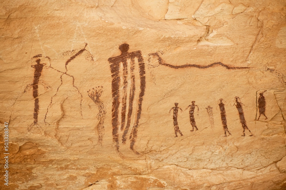 Ancient pictographs in an alcove Stock Photo | Adobe Stock