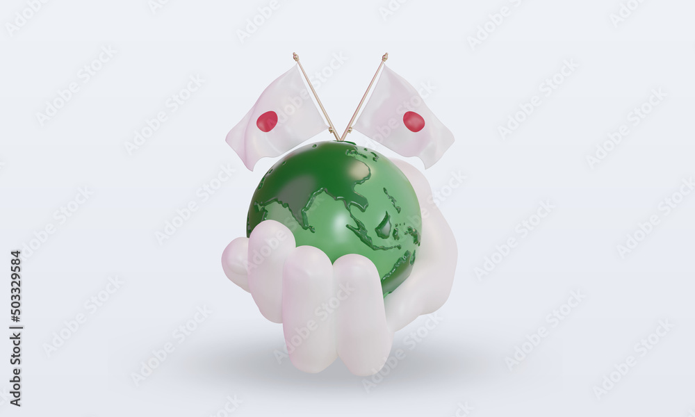 3d World environment day Japan flag rendering front view Stock ...