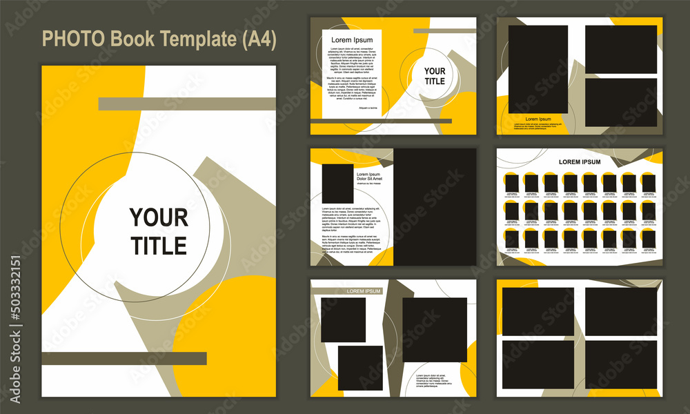 Template for school photobook or graduation album. Modern geometric ...