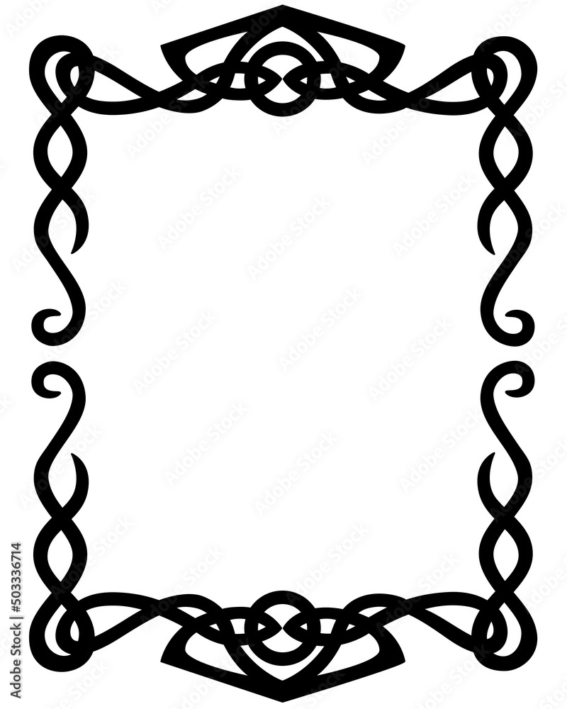 Celtic style vertical frame - vector silhouette template. Frame for ...