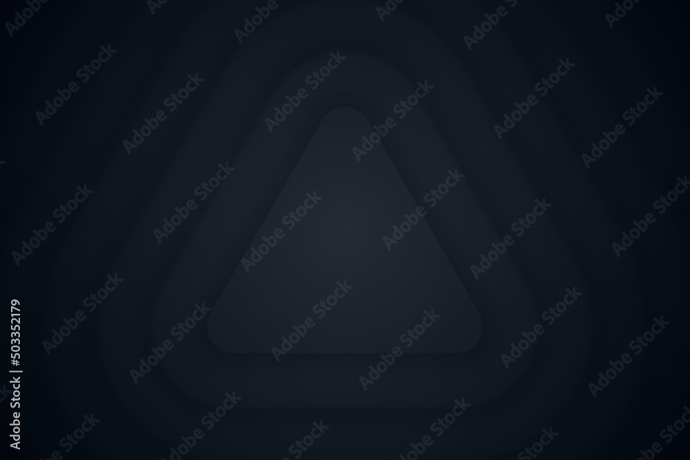 3D Render Dark Monotone Layered Rounded Triangle Abstract Technology Background. Three ...
