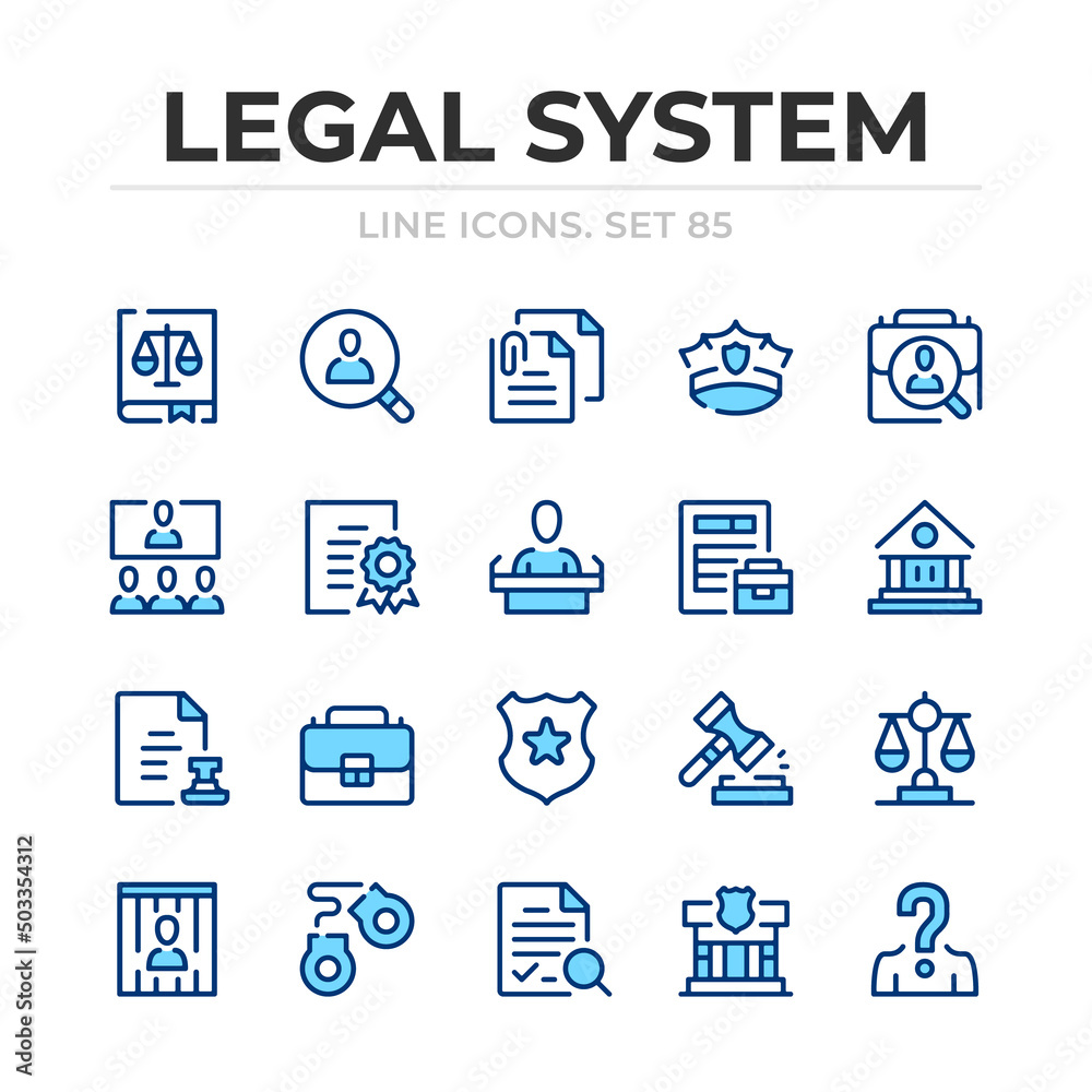 Legal system vector line icons set. Thin line design. Outline graphic ...