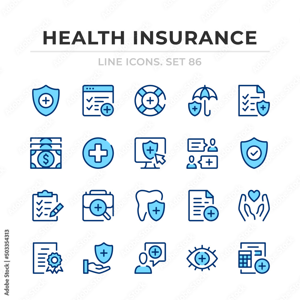Health insurance vector line icons set. Thin line design. Outline ...