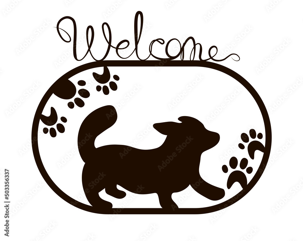 Welcome Dog sign is a template for a laser cutting machine for ...
