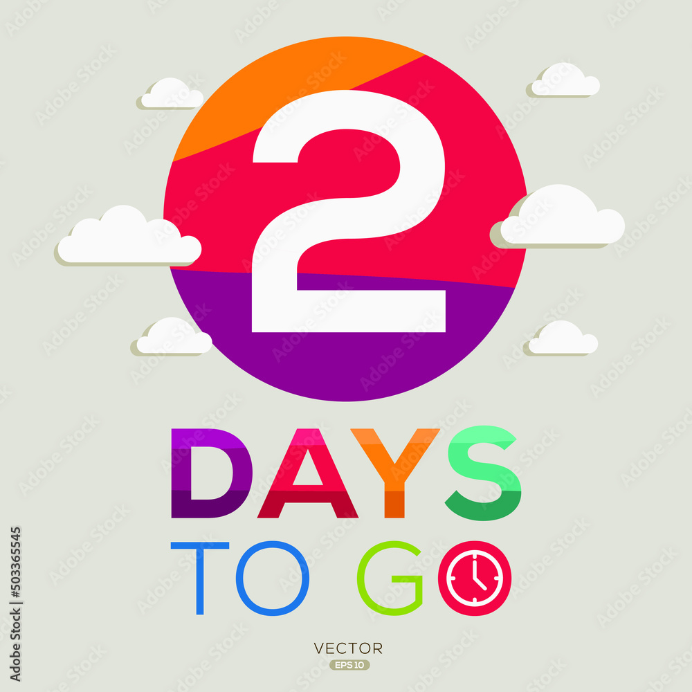 2 Days Countdown left, vector illustration. Stock Vector | Adobe Stock