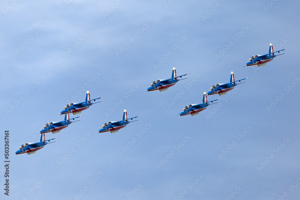 RAF Fairford, Gloucestershire, UK - July 13, 2014: Patrouille de France ...