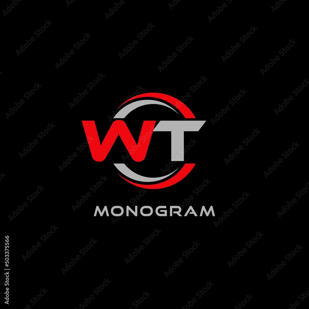 Letter WT logo combined with circle line, creative modern monogram logo ...