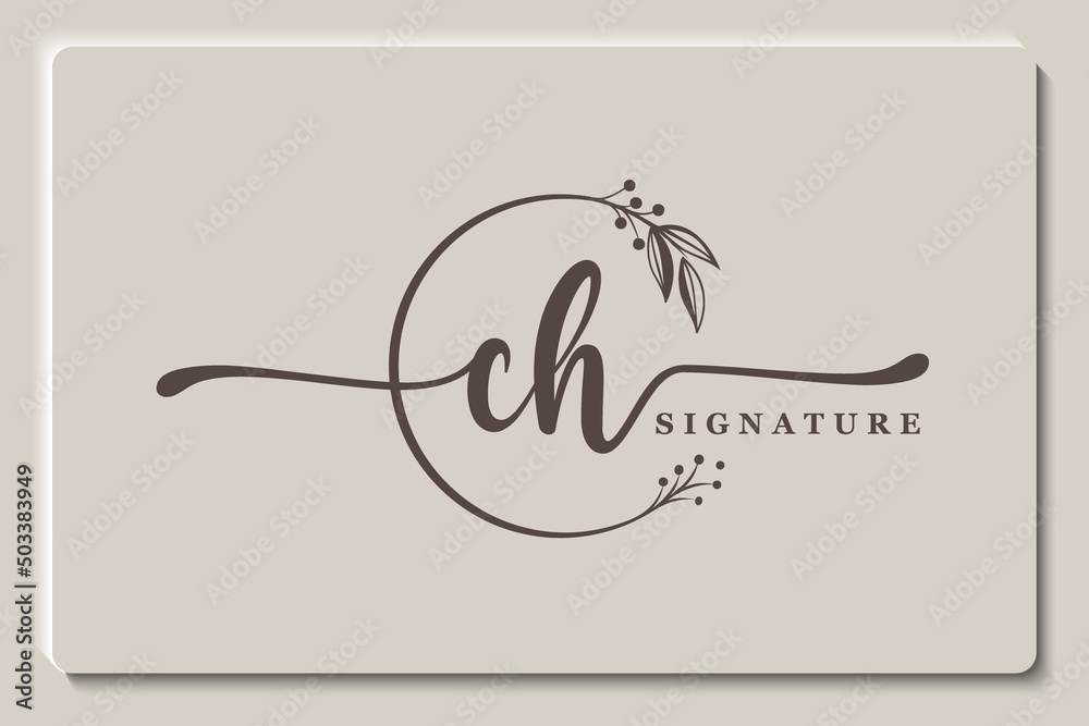 luxury signature initial ch logo design. Handwriting vector logo design ...