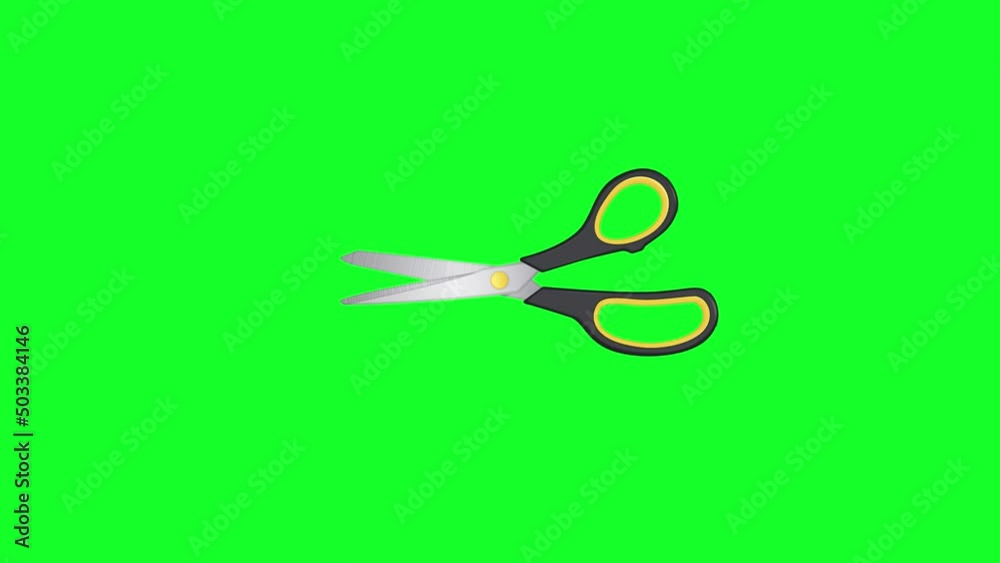 realistic scissors cutting animated isolated in green screen for ...