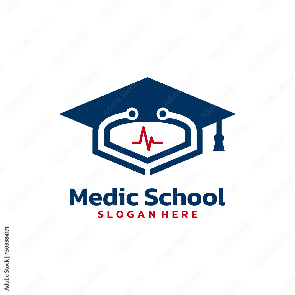 Graduate hat and stethoscope logo vector. Medical and nursing education ...