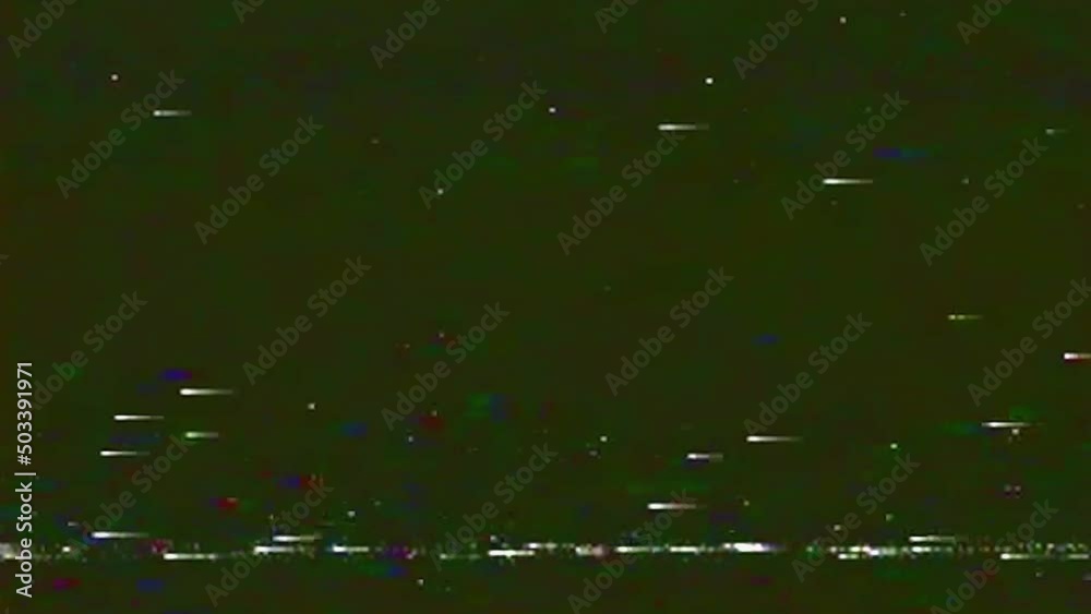 Horizontal distortion of broken video image on black background, VHS ...