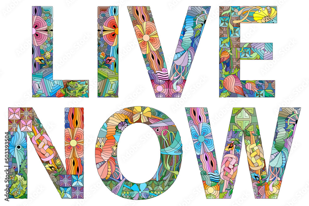 Live now. Vector decorative zentangle object Stock Vector | Adobe Stock