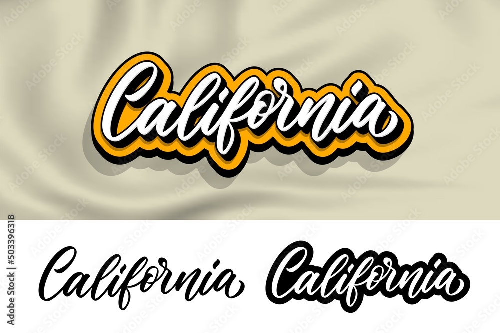 California, hand lettering design for printing on clothes. Vector ...