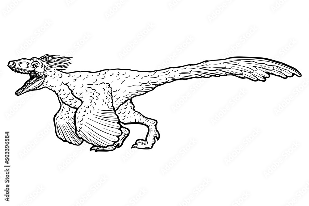 Poster Pyroraptor Jurassic Hand Drawn Illustration – Wall Art | UkPosters