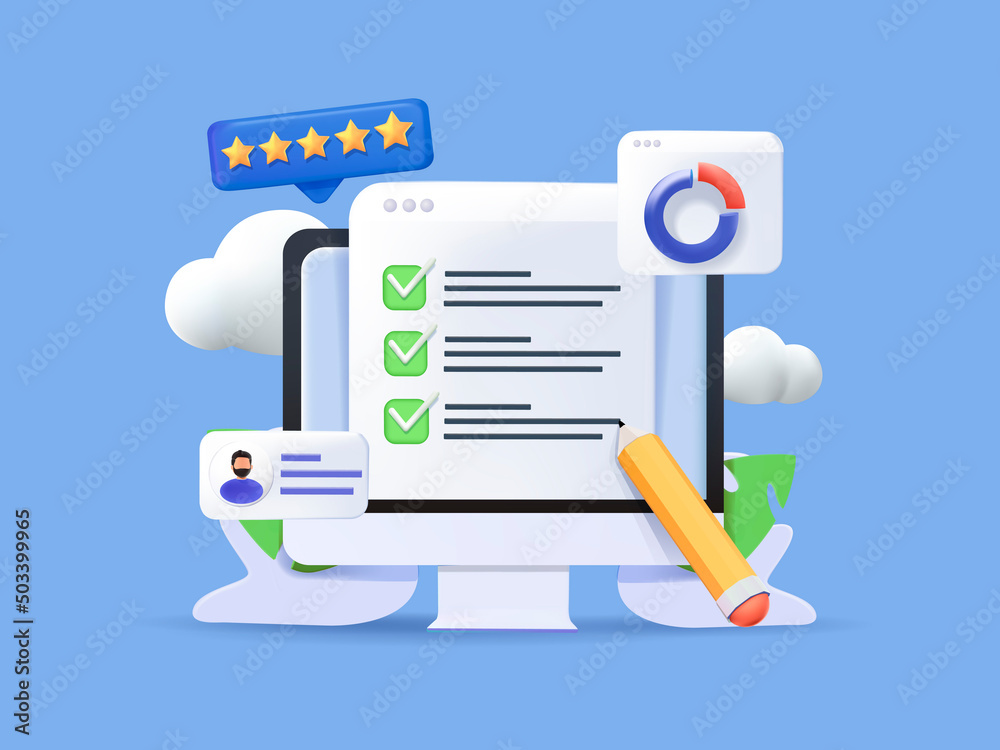 Plakat Online vector survey, internet feedback, digital questionnaire ...